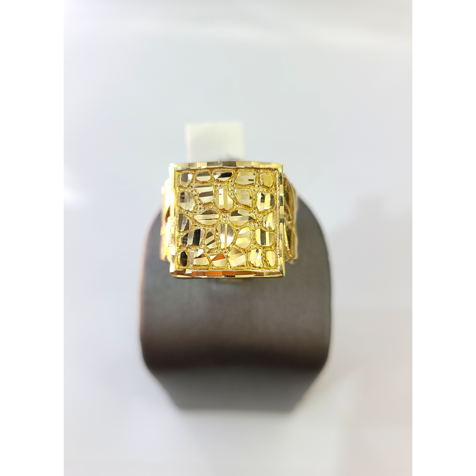Real 10k Nugget Square Ring Yellow Gold Men 10Kt Genuine – GBJ