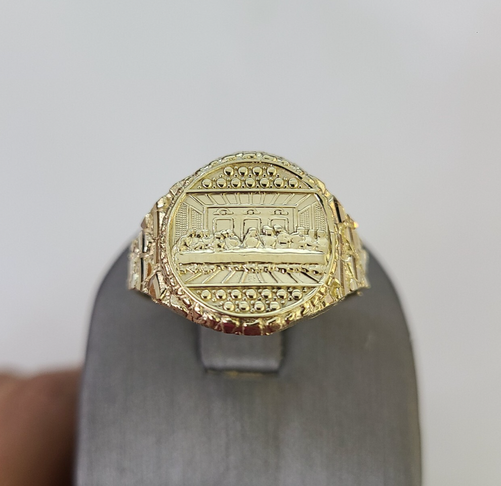 10k Yellow Gold Last Supper Ring Casual Band Genuine Brand New Religio ...