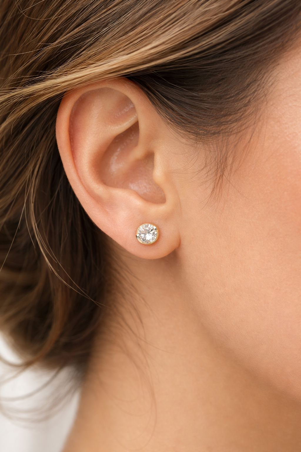 14k Yellow Gold Stud Earring Lab Grown Diamonds Women Men – GBJ