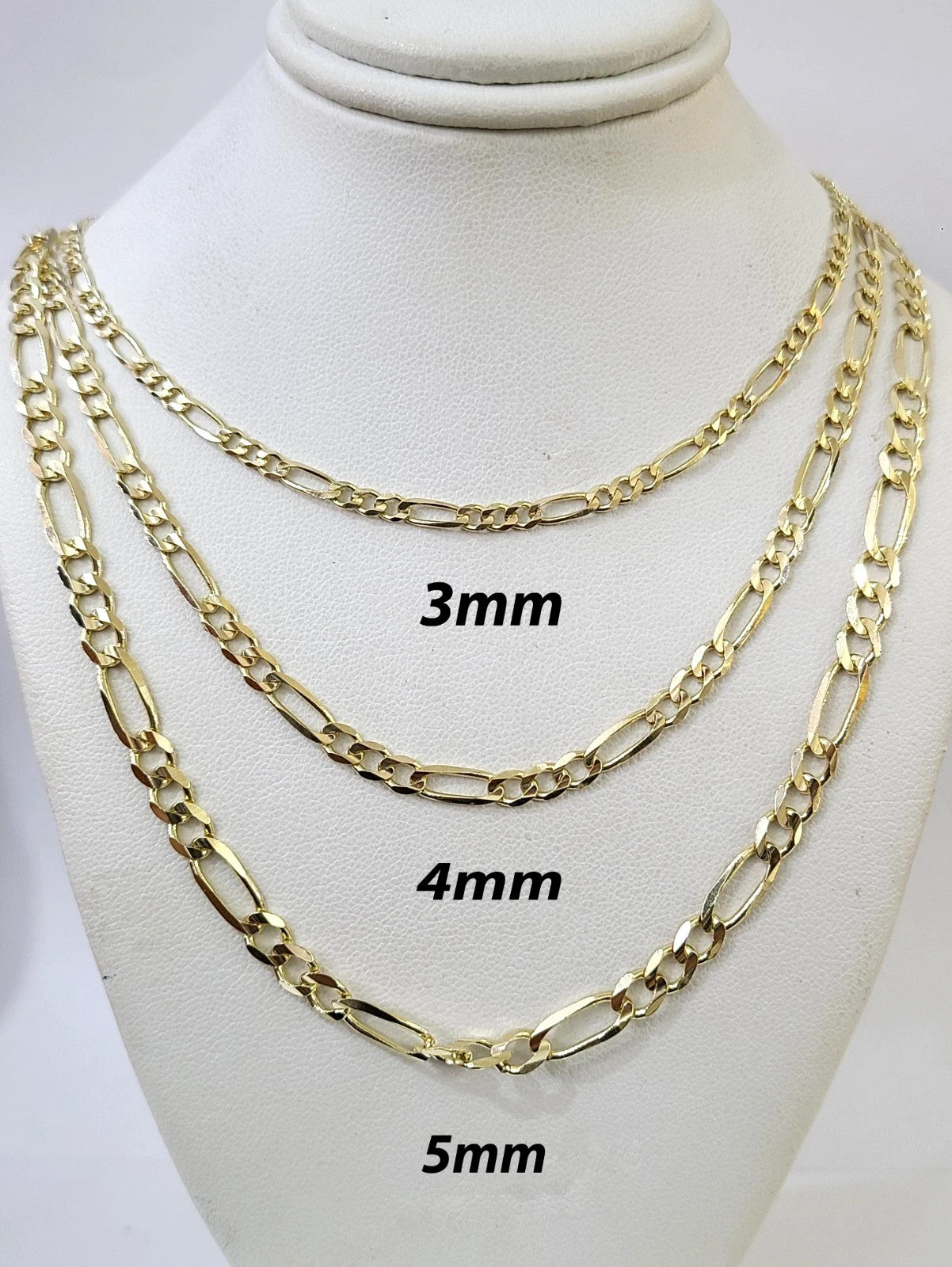 Real 14k Solid Gold Chain Figaro Link Necklace 3mm 4mm 5mm Men Women 1 ...