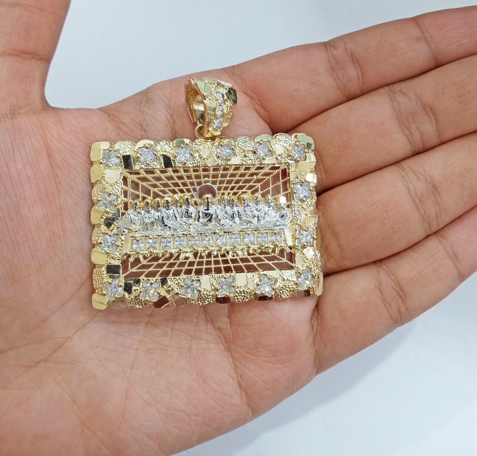 Real 14k Yellow Gold Last Supper Nugget Charm 2.0 Inches Pendant – GBJ